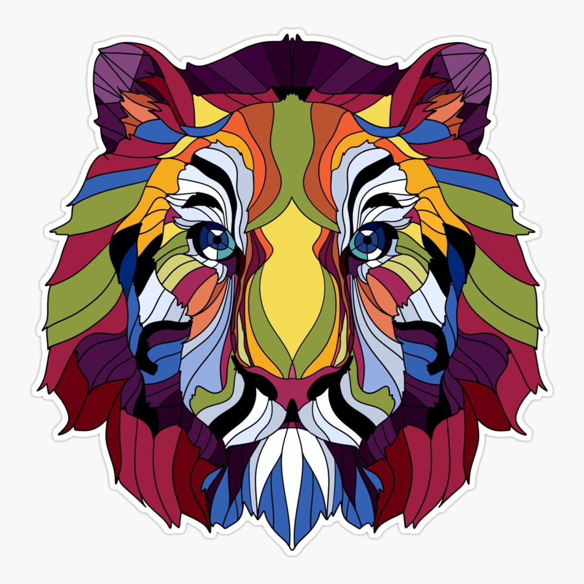 Maneki Colorful Lion Mane King Wildlife Africa Gift Er, Phone Decal ...