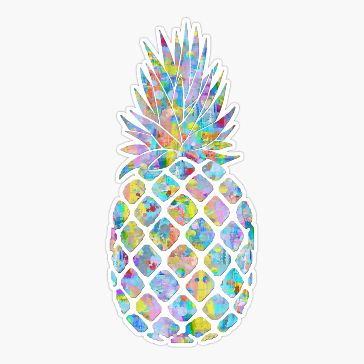 Maneki Colorful Pineapple Fruit Art Fresh Colors Er, Phone Decal Water ...