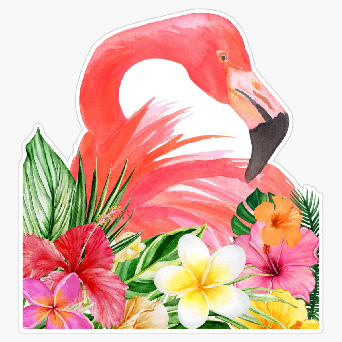 Maneki Colorful Tropical Floral Flamingo Er, Phone Decal Water Bottle ...