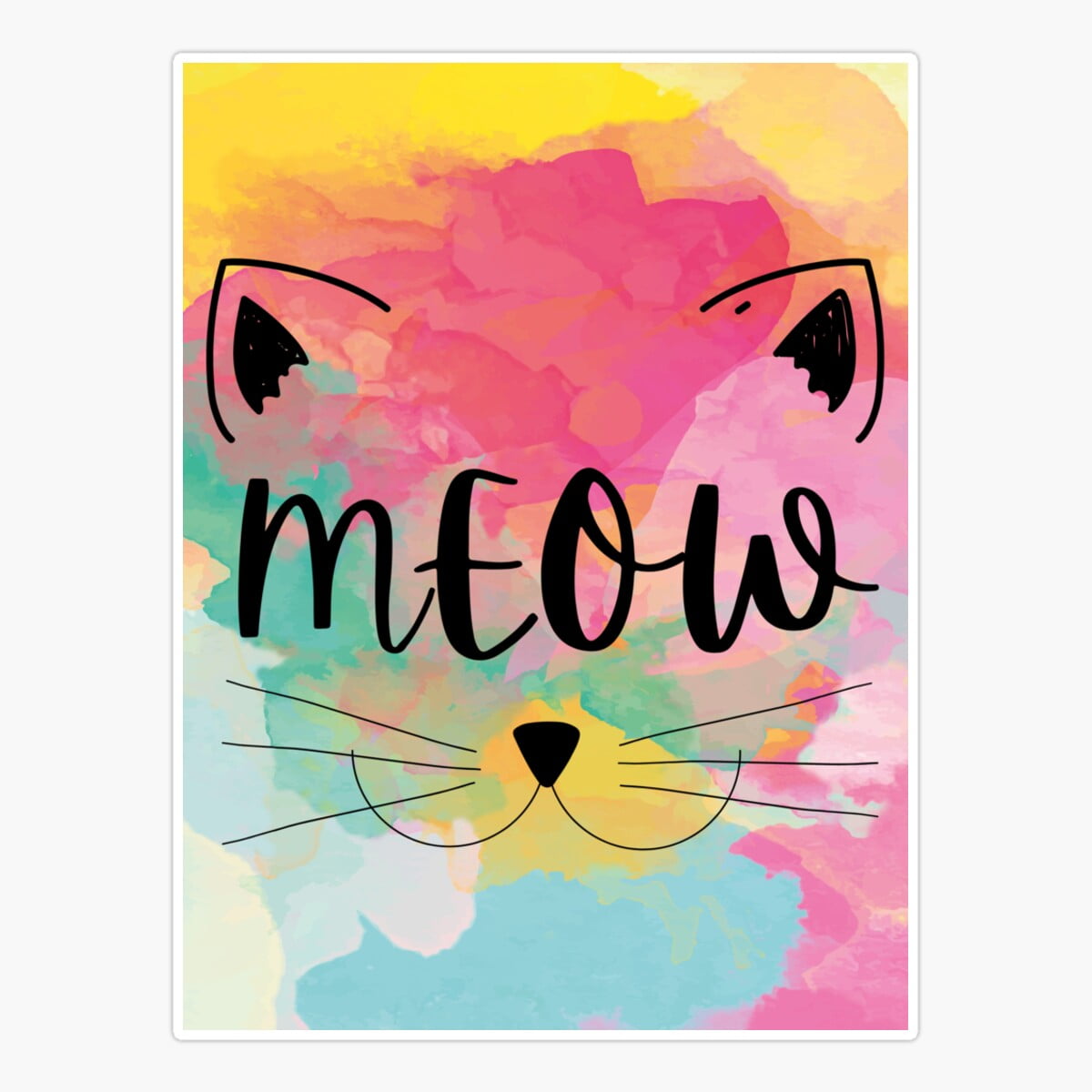 Maneki Colorul Cat Outline Sticker, Phone Decal Water Bottle Stickers ...