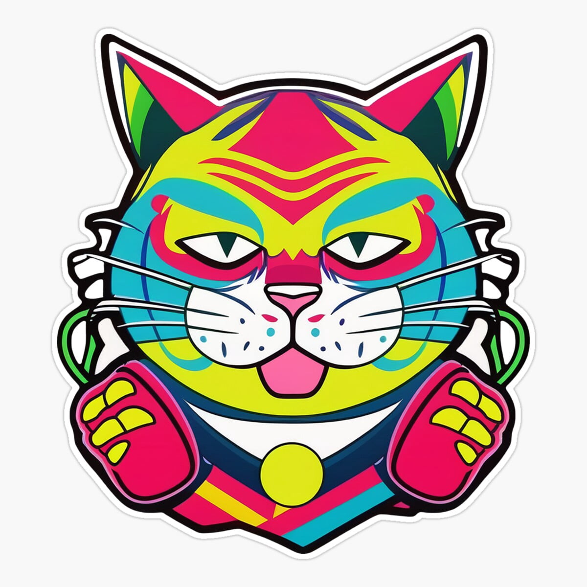 Maneki Colorul Cat Sticker, Phone Decal Water Bottle Stickers Car ...