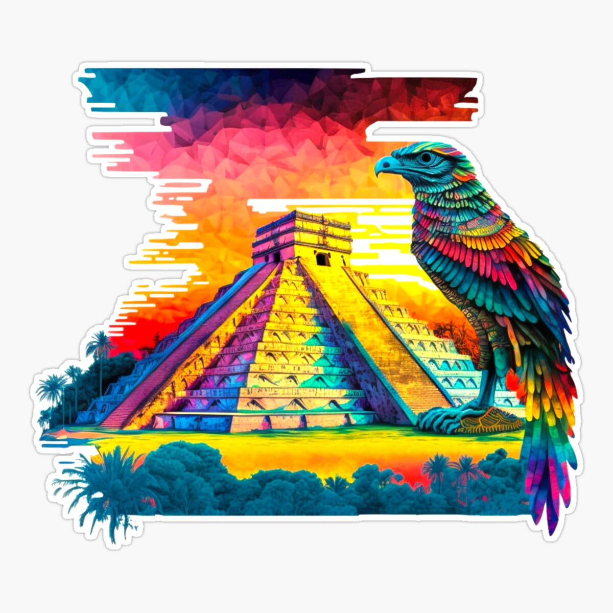 Maneki Colorul Chichen Itza Sticker, Phone Decal Water Bottle Stickers ...