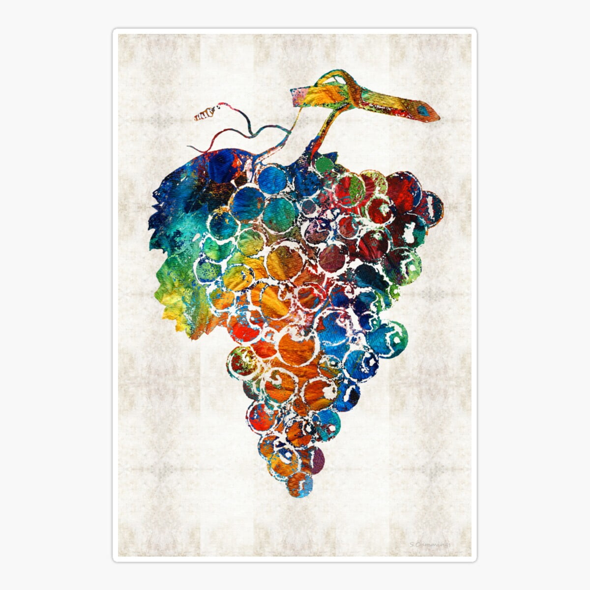 Maneki Colorul Grapes Ruit Art By Sharon Cummings Sticker, Phone Decal ...