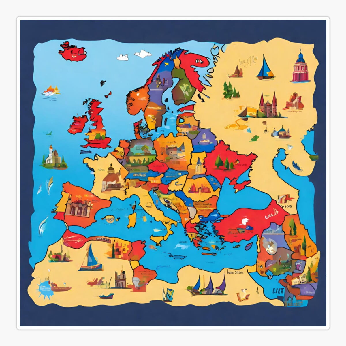 Maneki Colorul Stained Gl With Europe Map Sticker, Phone Decal Water ...