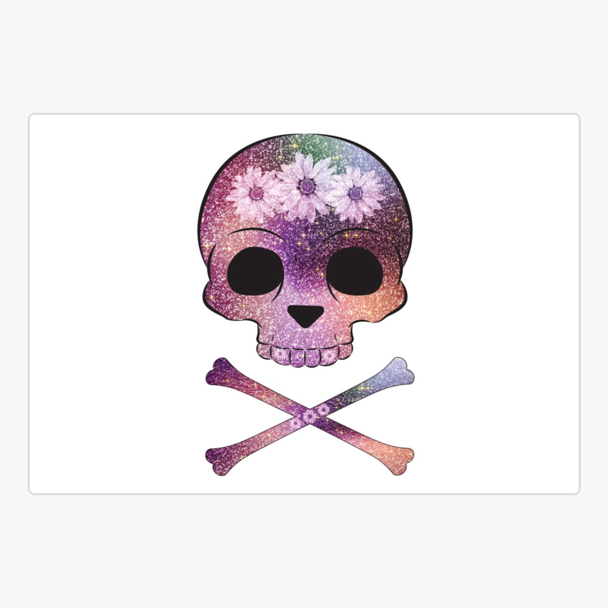 Maneki Colorul galaxy glitter skull with gold touch and sparkling stars ...