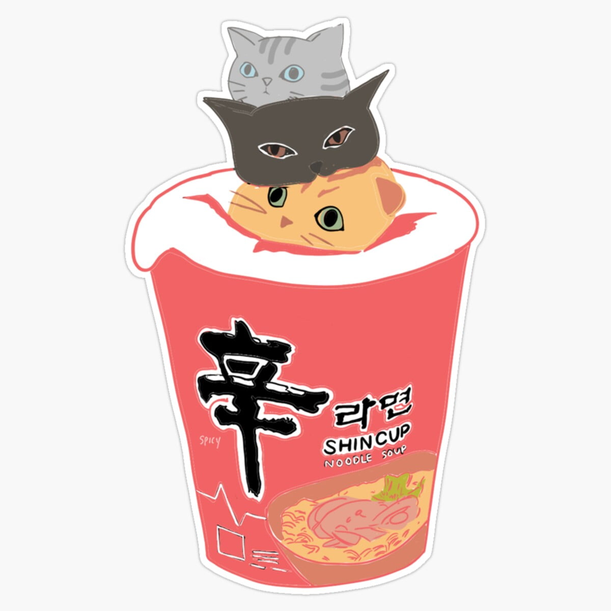 Maneki Coloured Cup Noodles W/ Cats Er, Phone Decal Water Bottle ...