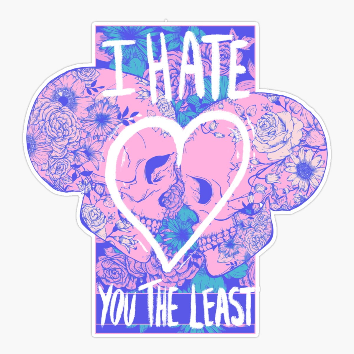 Maneki Colourful Skulls With Love Heart - I Hate You The Least Er ...