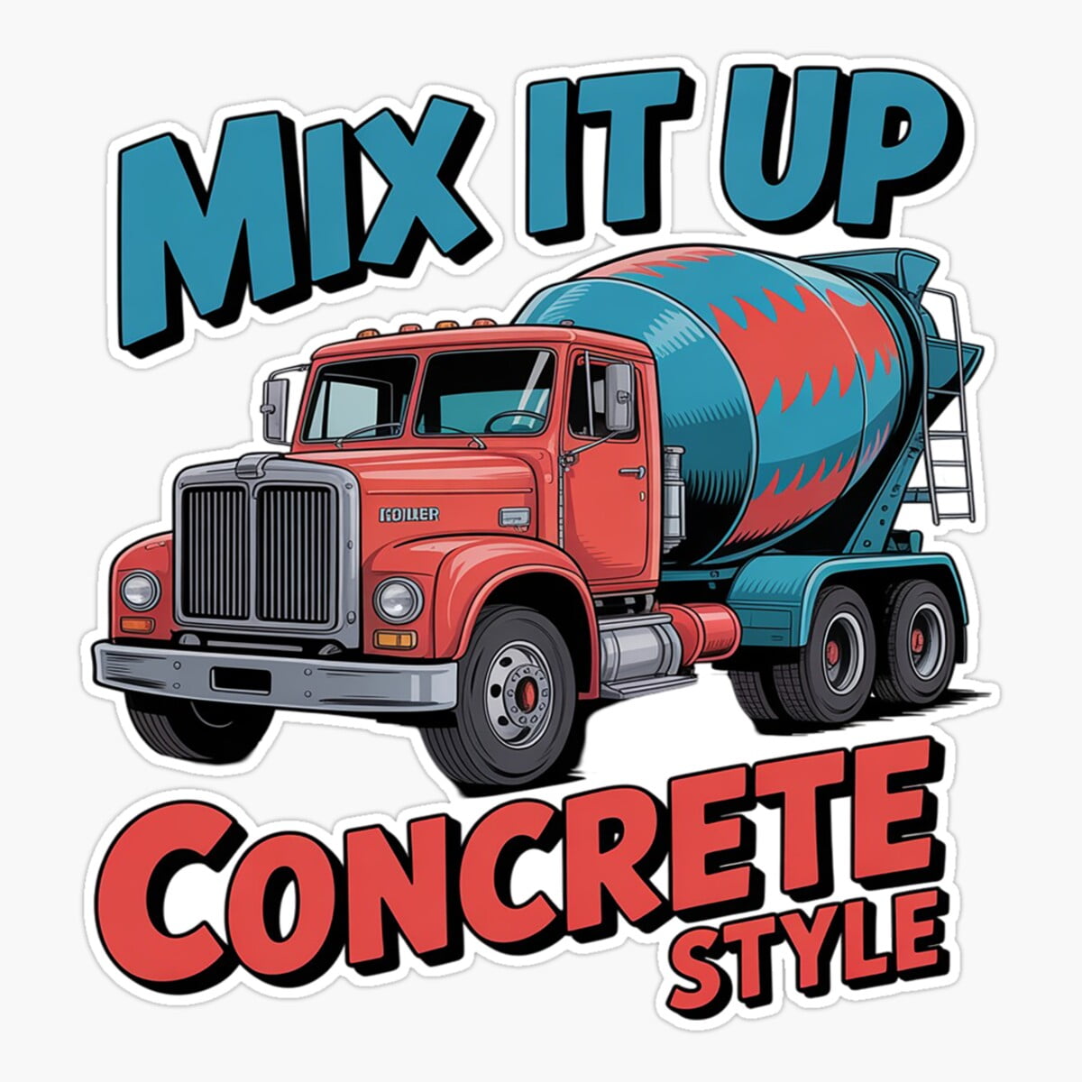 Maneki Concrete Mixer Construction Concrete Style Truck Driver Sticker ...
