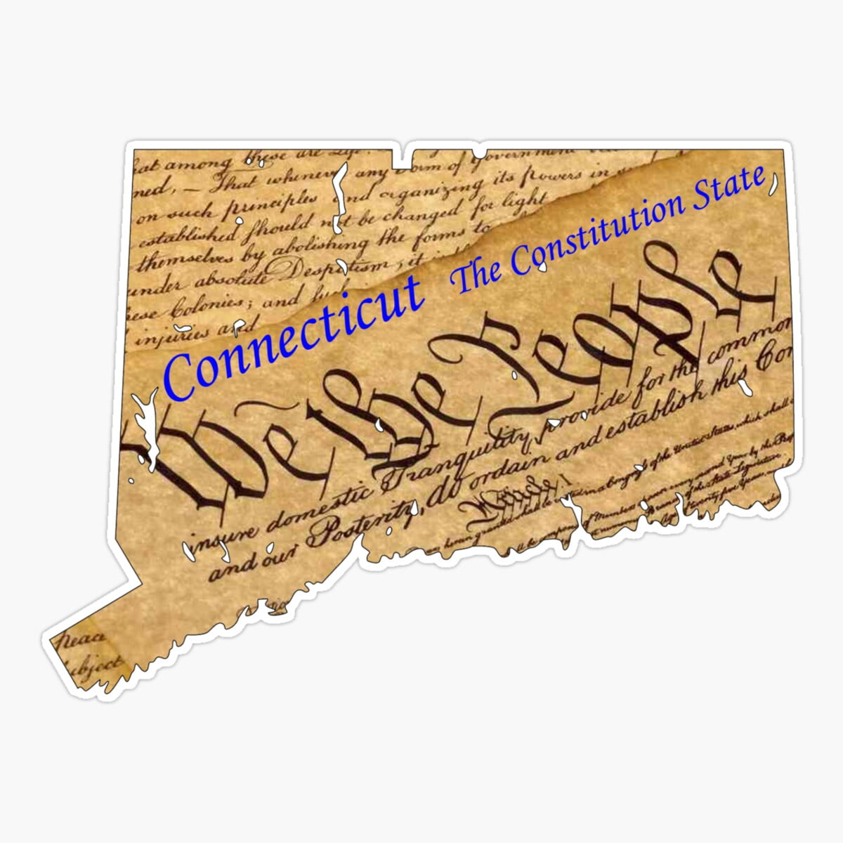 Maneki Connecticut Map With State Name: The Constitution State Sticker ...