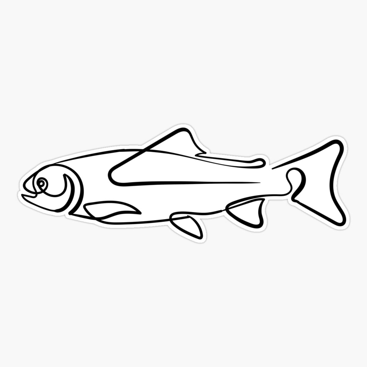 Maneki Continuous Line Trout Drawing Er, Phone Decal Water Bottle ...