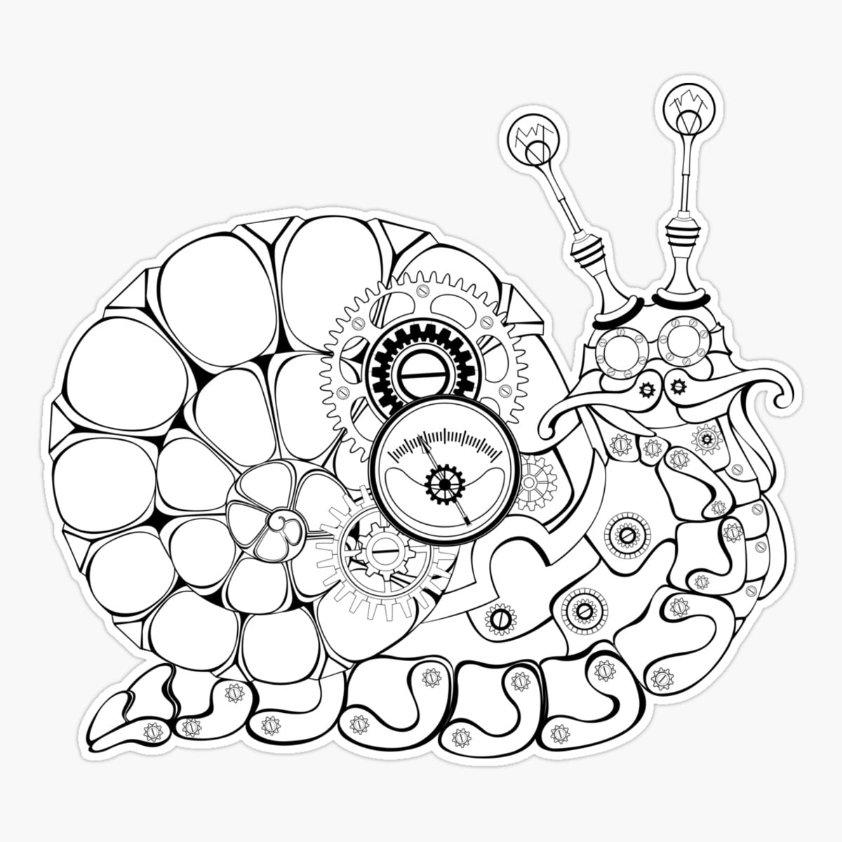 Maneki Contour Mechanical Snail Steampunk Sticker, Phone Decal Water ...