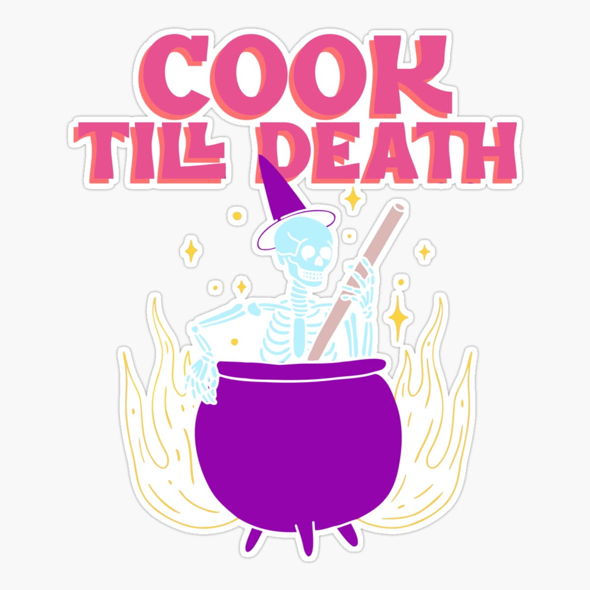 Maneki Cook Till Death - Halloween Cooking-Themed Sticker, Phone Decal ...