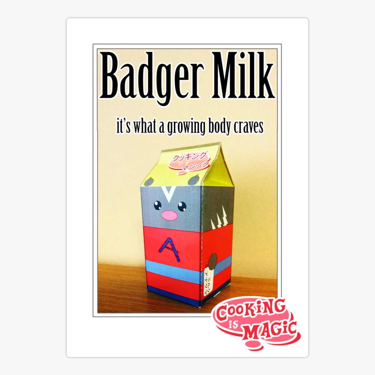 Maneki Cooking Is Magic: Badger Milk Sticker, Phone Decal Water Bottle ...