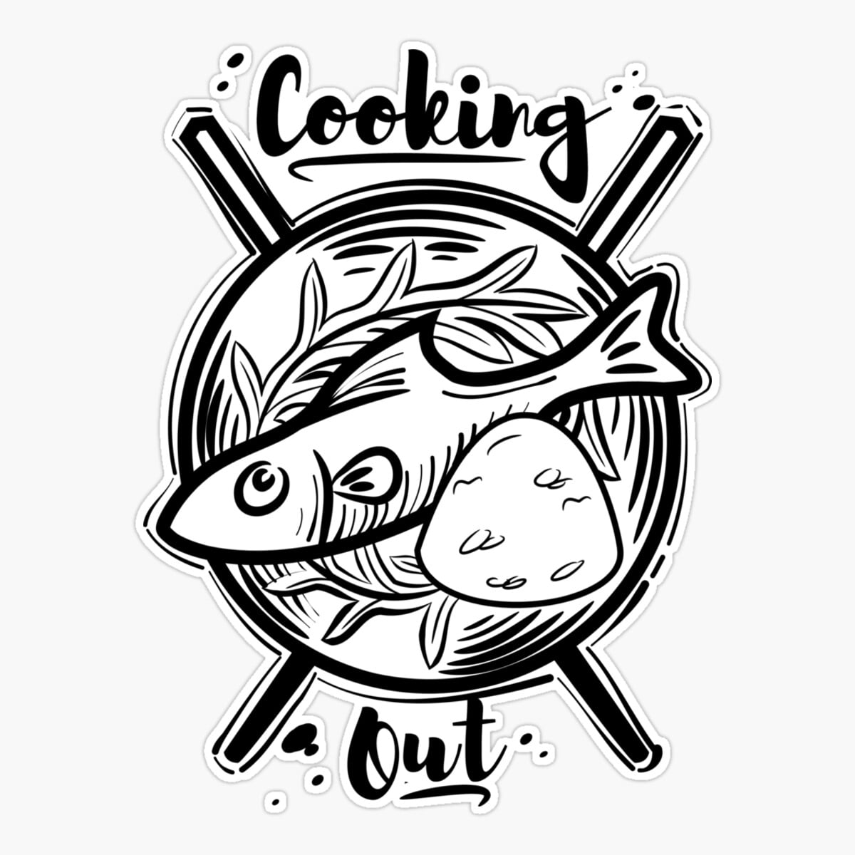 Maneki Cooking Out Logo Sticker, Phone Decal Water Bottle Stickers Car ...