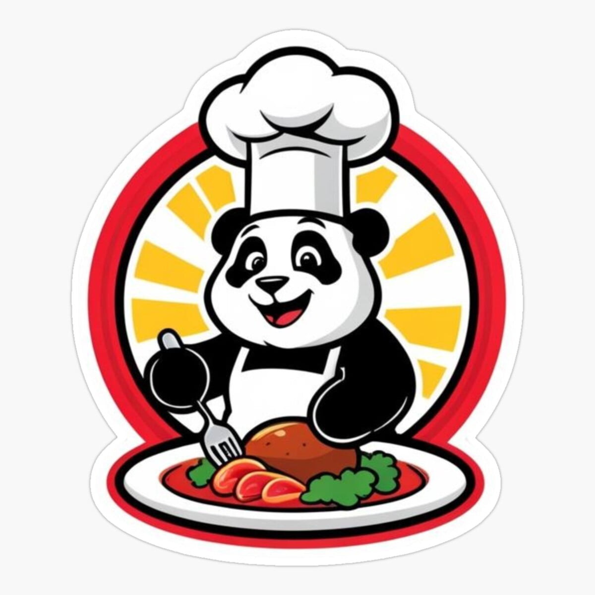 Maneki Cooking Panda Sticker, Phone Decal Water Bottle Stickers Car ...