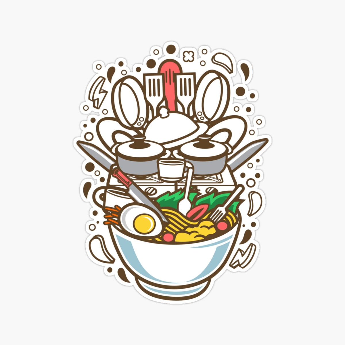 Maneki Cooking Ramen Sticker, Phone Decal Water Bottle Stickers Car ...