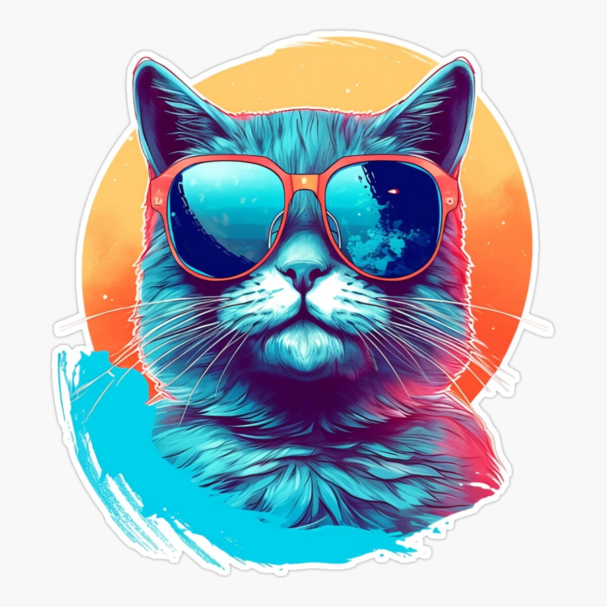 Maneki Cool Kitty Collection Sticker, Phone Decal Water Bottle Stickers Car Decals, Funny ...