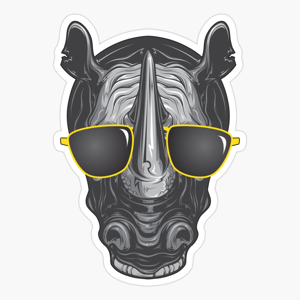 Maneki Cool Rhino Rhinoceros With Shades Er, Phone Decal Water Bottle ...