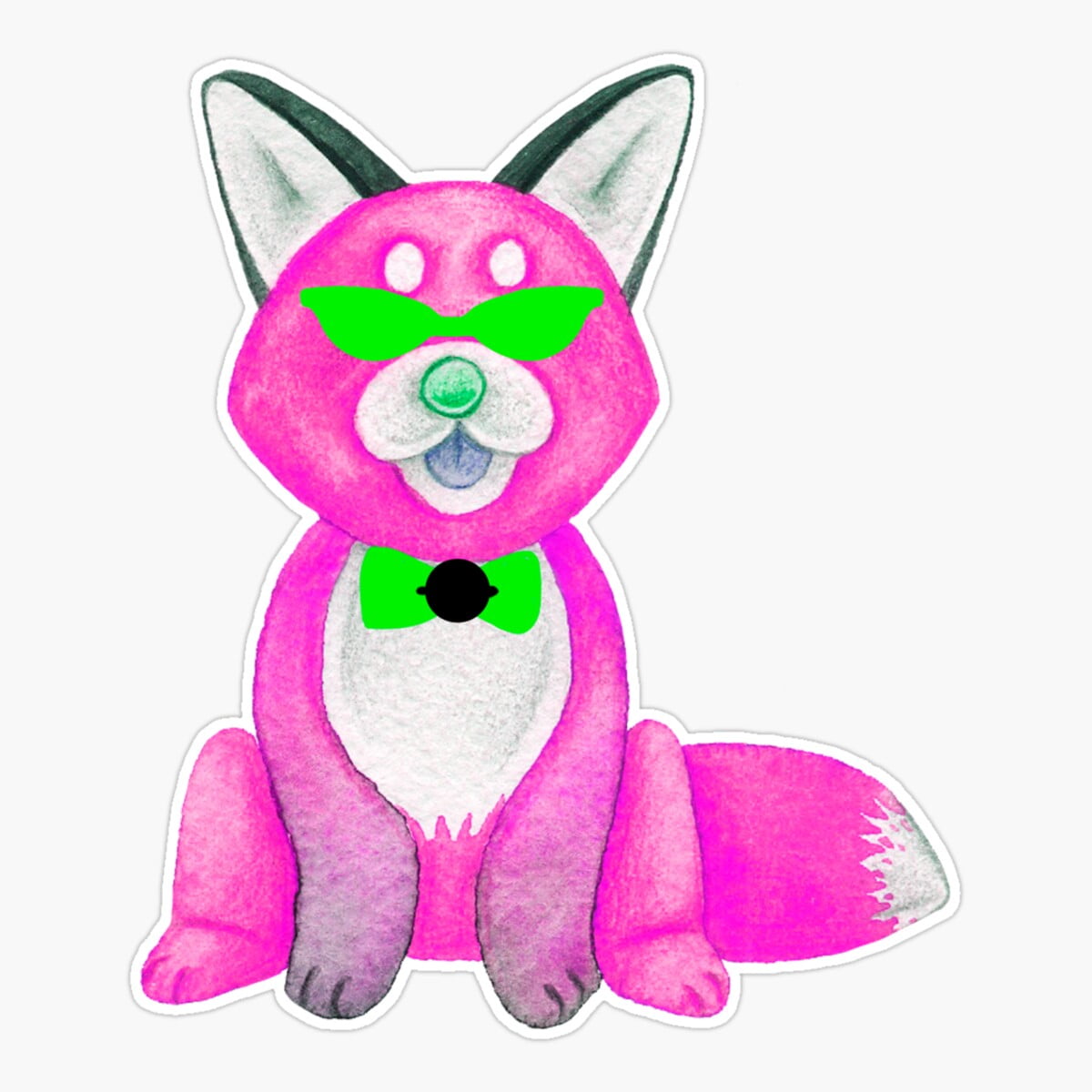 Maneki Cool ox with bow tie and sungles er,Phone Decal Water Bottle ...