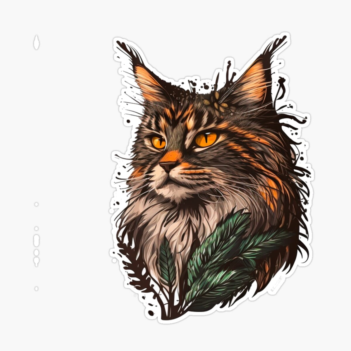 Maneki Copy O Maine Coon Cat, Meow-Some, Cute Cat, Owl Style Sticker ...