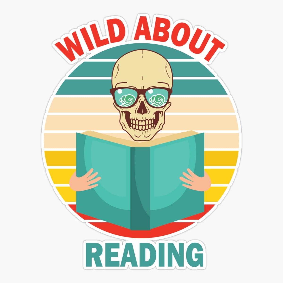 Maneki Copy O Wild About Reading Sticker, Phone Decal Water Bottle ...