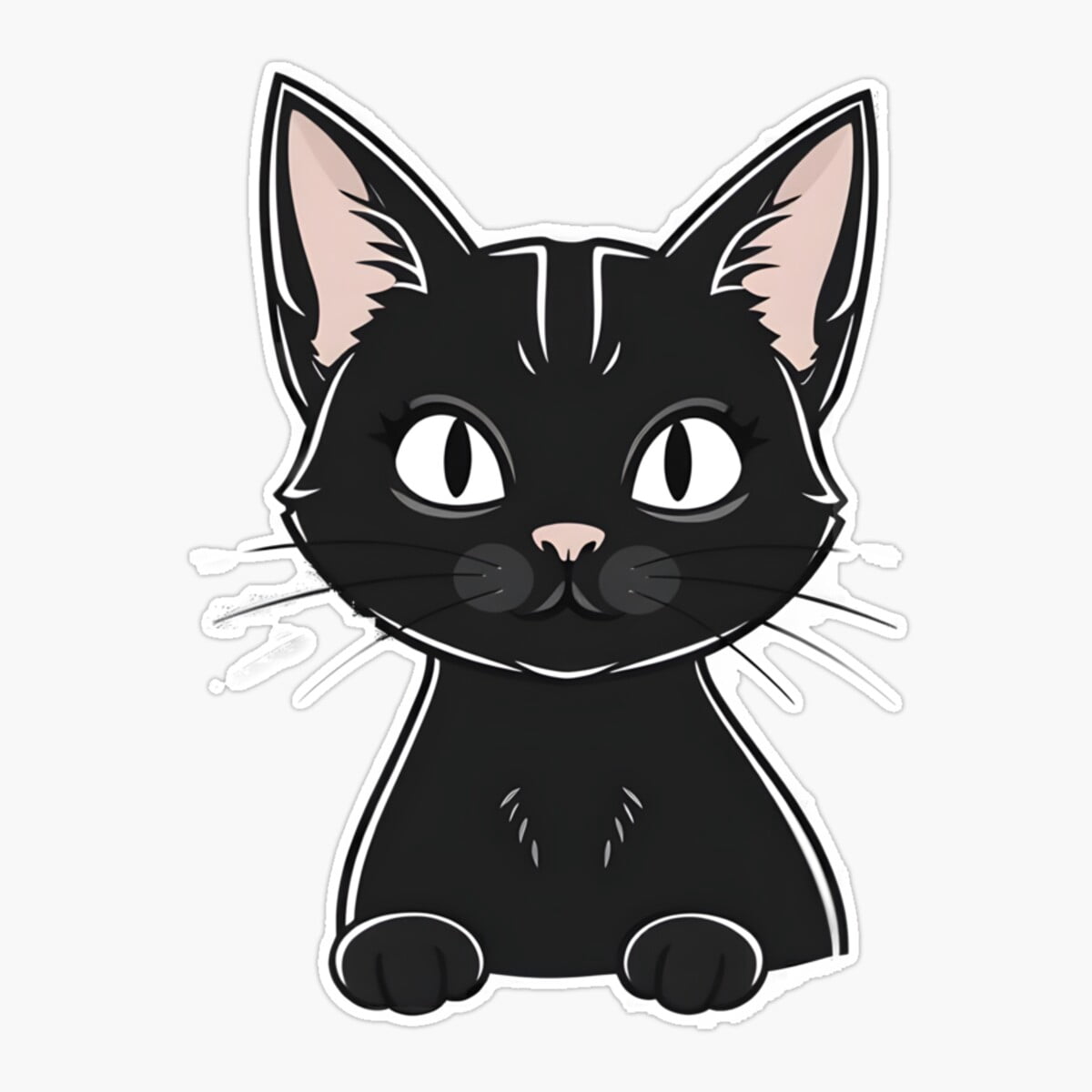Maneki Coquette Black Cat In Line Art Style Sticker, Phone Decal Water ...