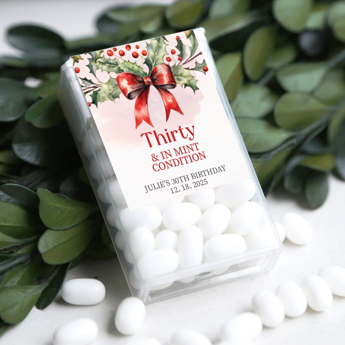 Maneki Coquette Christmas 30Th Birthday Party Favor Mint Labels, Thirty ...