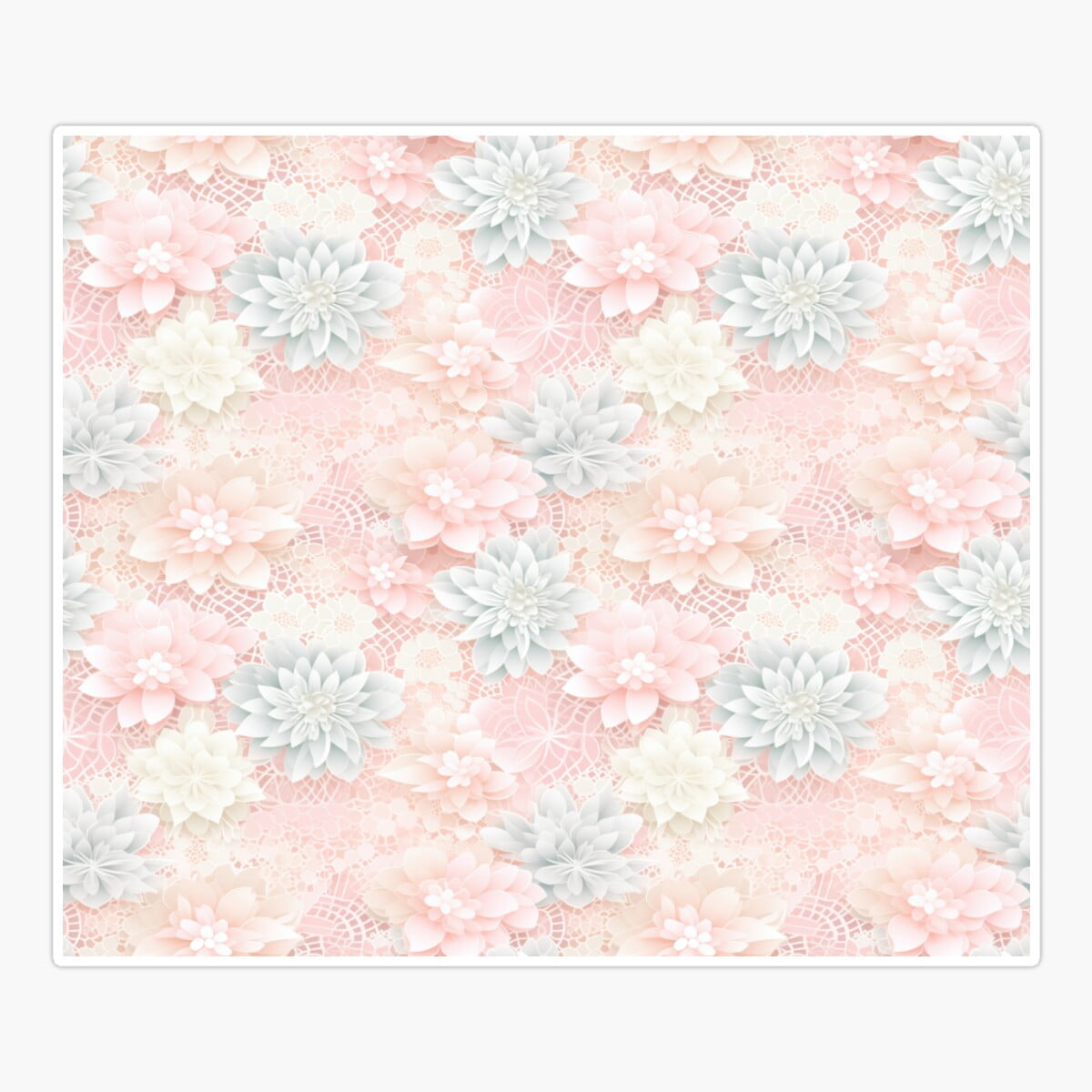 Maneki Coquette Watercolor Loral Lace Aesthetic Er, Phone Decal Water ...