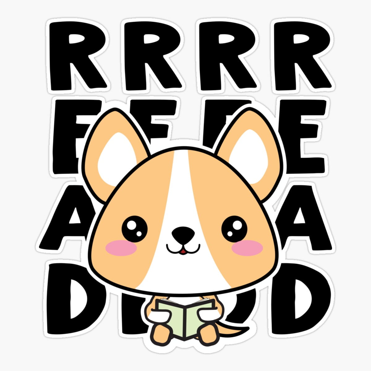 Maneki Corgi Reading Sticker, Phone Decal Water Bottle Stickers Car ...