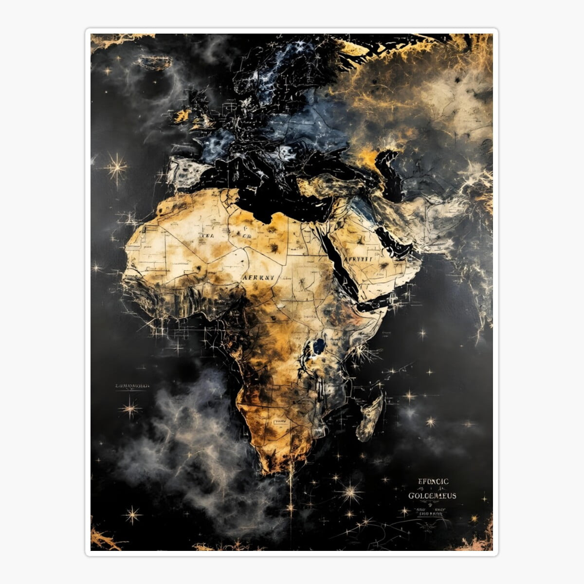 Maneki Cosmic Map O Arica And Europe Sticker, Phone Decal Water Bottle ...