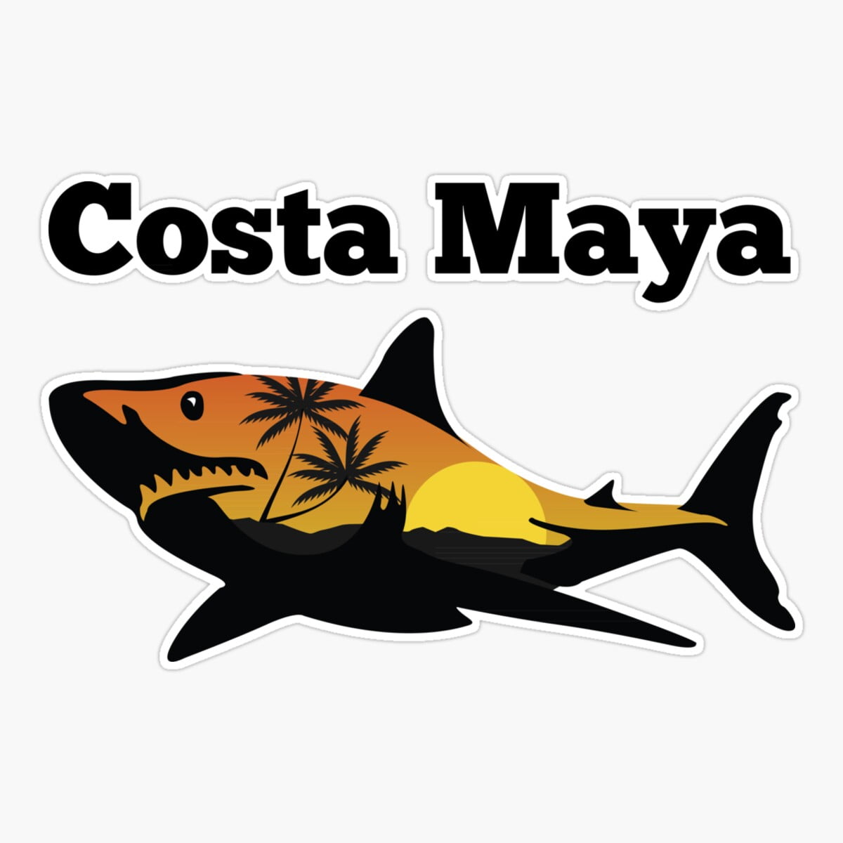 Maneki Costa Maya Mexico Shark Sticker, Phone Decal Water Bottle ...