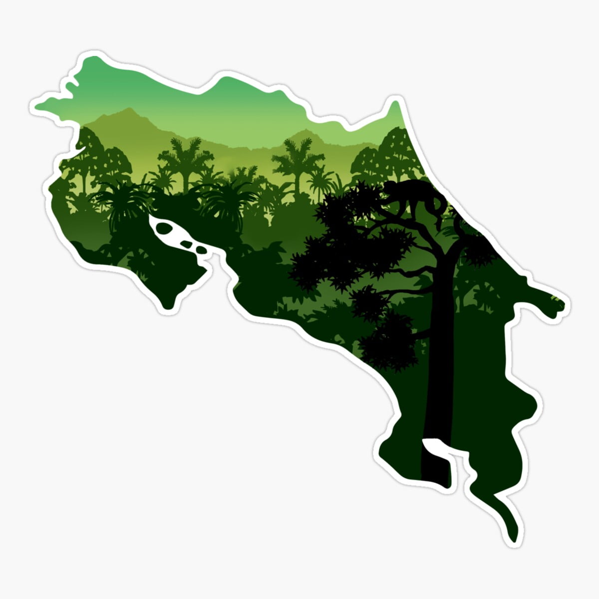 Maneki Costa Rica, Map And Landscape Sticker, Phone Decal Water Bottle ...