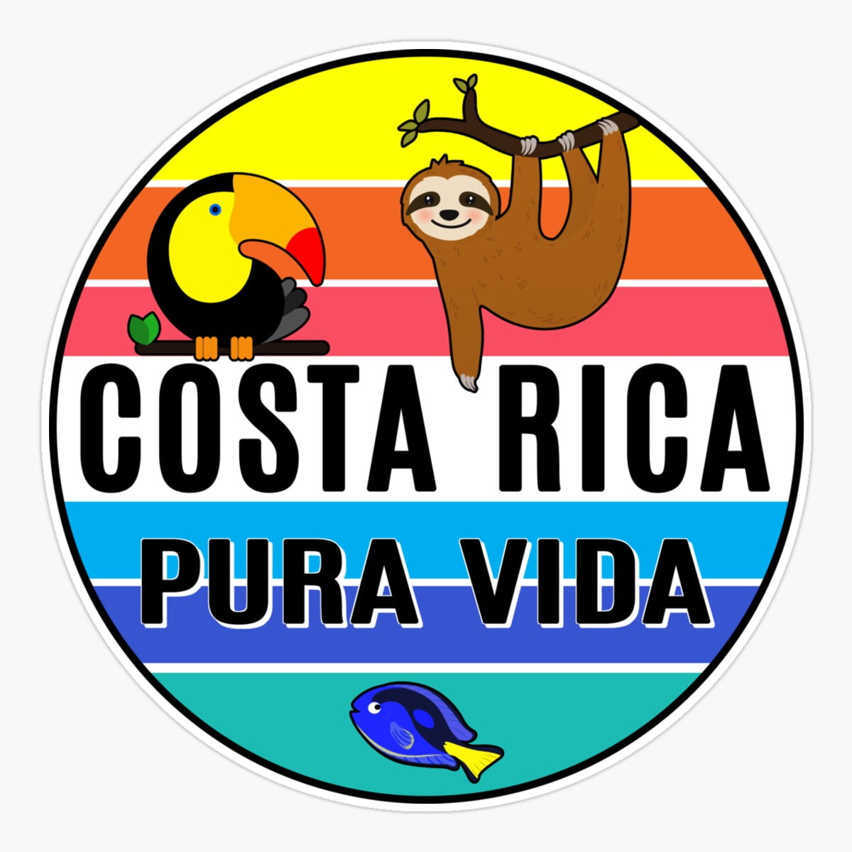 Maneki Costa Rica Tropical Pura Vida Beach Toucan Fish Sloth Travel ...