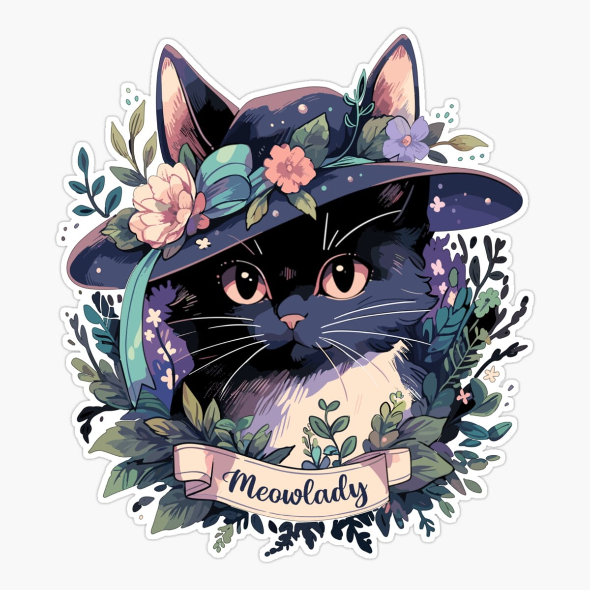 Maneki Cottagecore Airycore Cat Gits Girls Womens Meowlady Cat Sticker ...