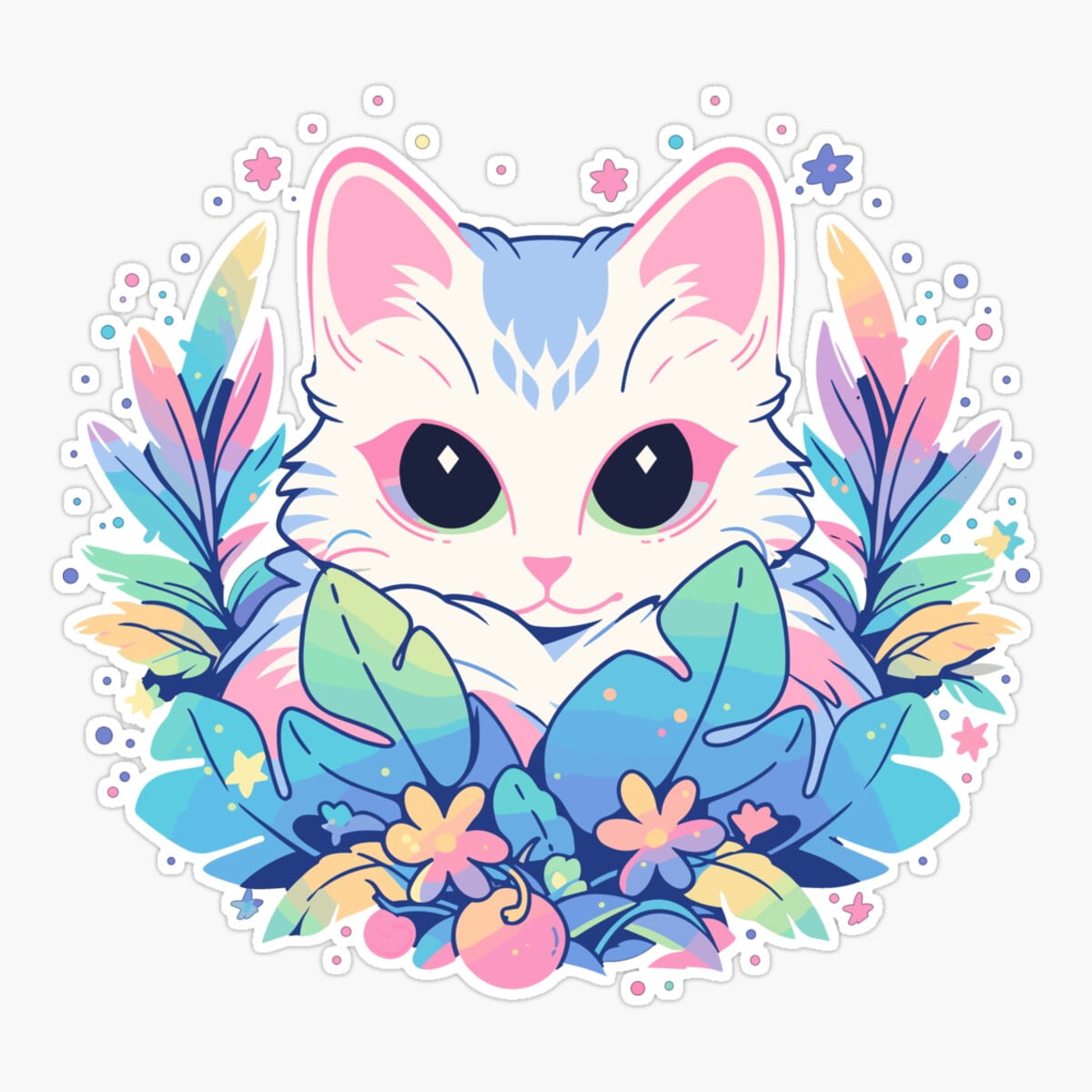 Maneki Cottagecore Goth Kawaii Anime Cat Gits Girls Womens Cat Sticker ...