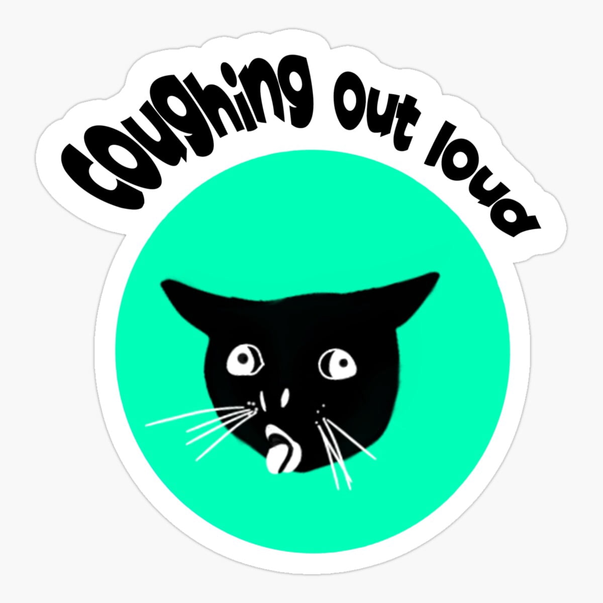 Maneki Coughing Cat Out Loud Sticker, Phone Decal Water Bottle Stickers ...