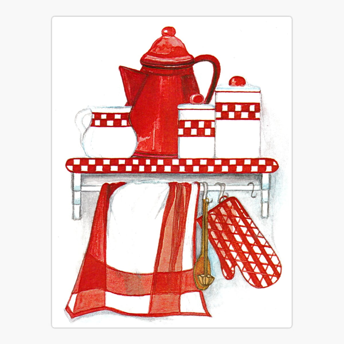 Maneki Country Style Kitchen Still Lie In Red And White And Checkered ...