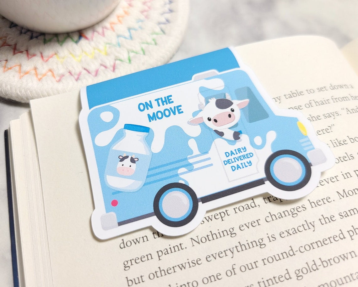 Maneki Cow Milk Delivery Magnetic Bookmark, Cow Themed Planner Clip ...