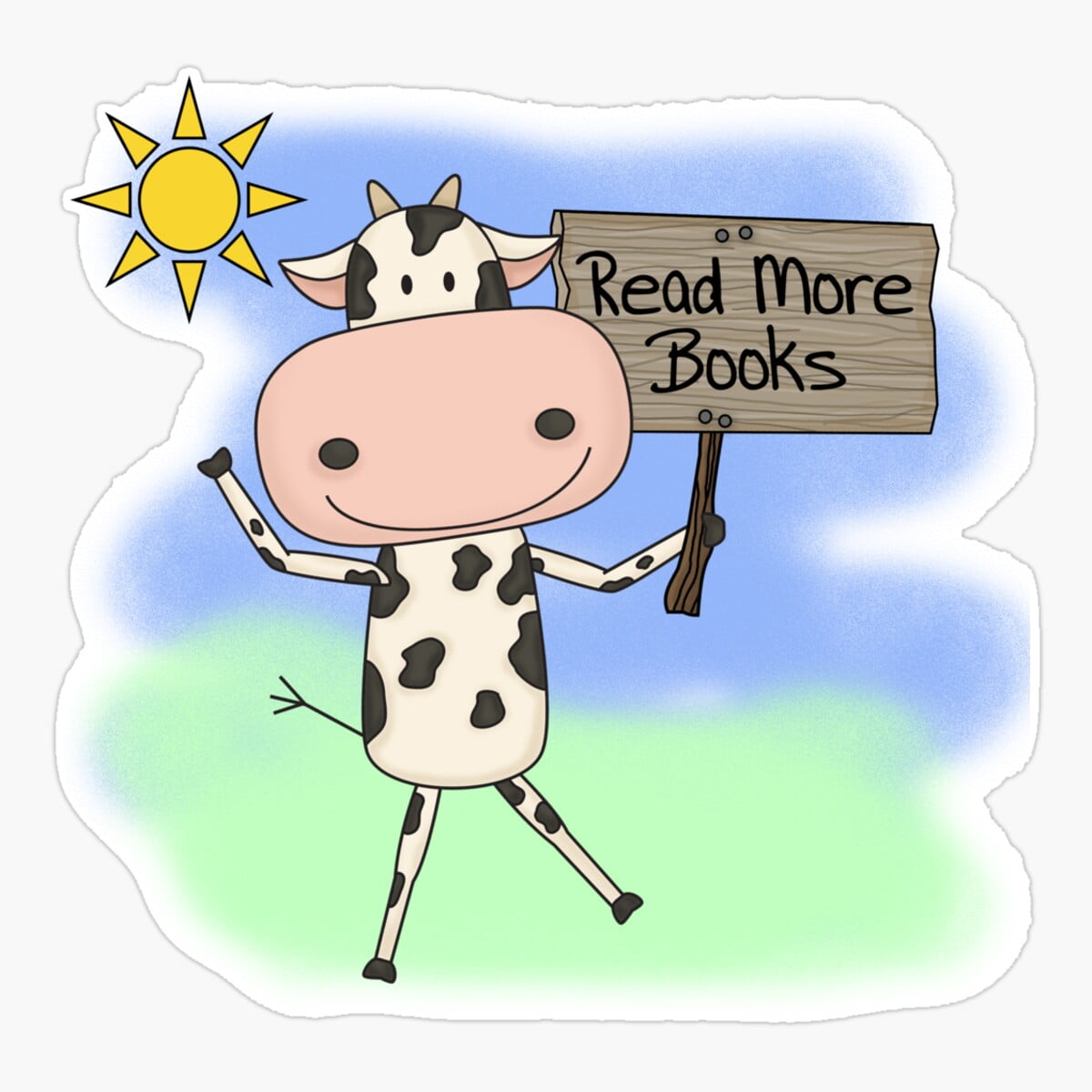 Maneki Cow Read More Books Reading Awareness Sticker, Phone Decal Water ...