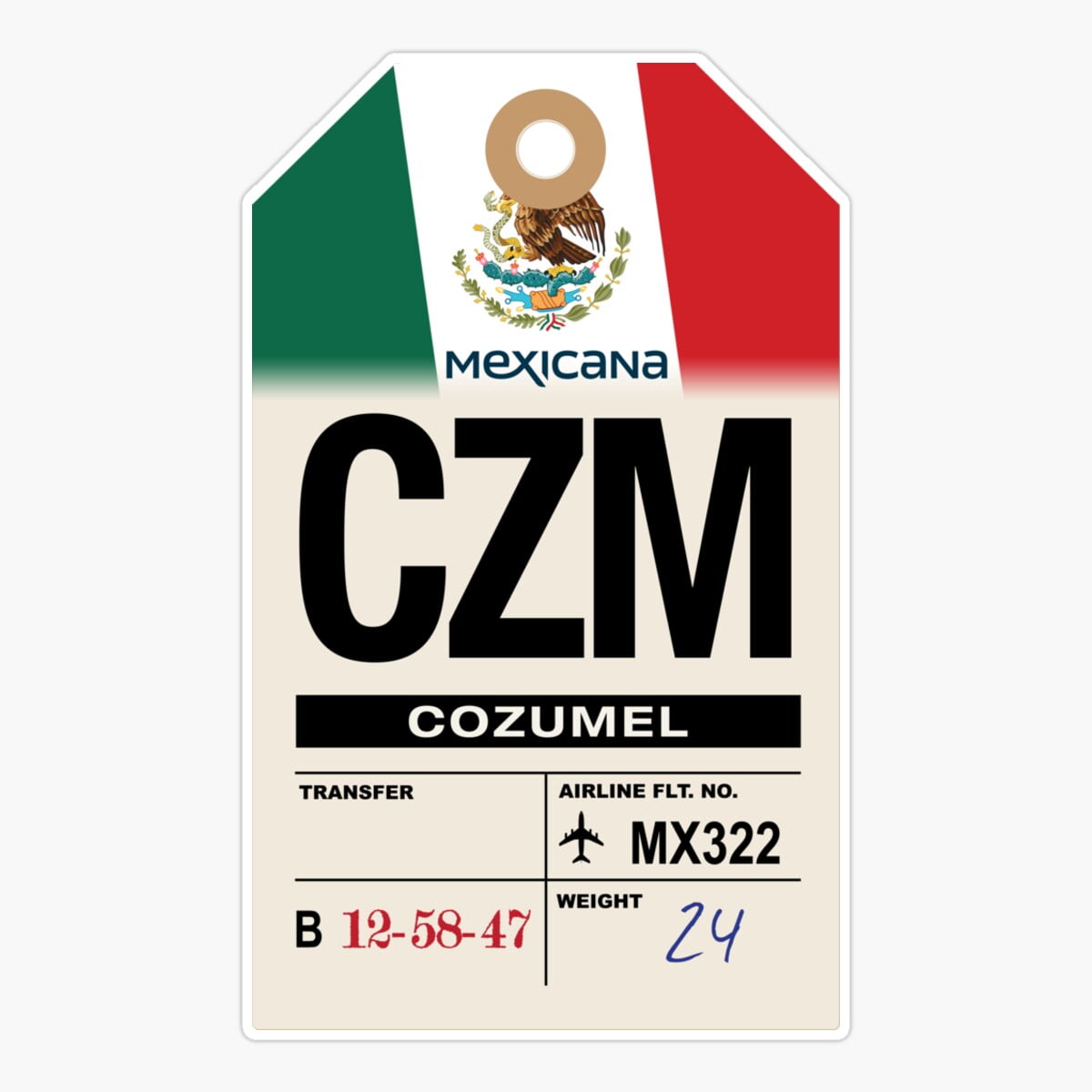 Maneki Cozumel (Czm) Mexico Airline Luggage Tag Sticker, Phone Decal ...