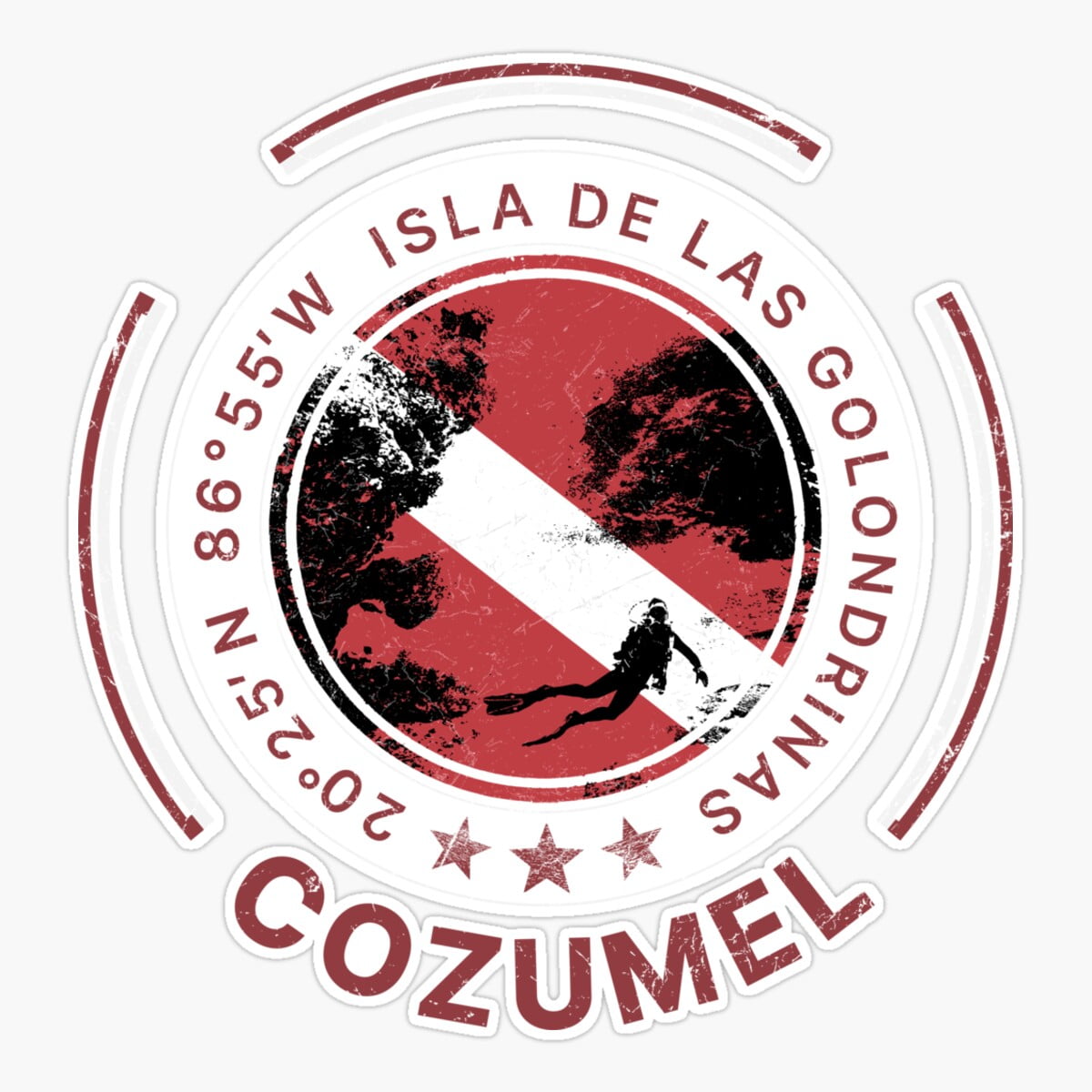 Maneki Cozumel Diving Mexico Dive Sticker, Phone Decal Water Bottle ...