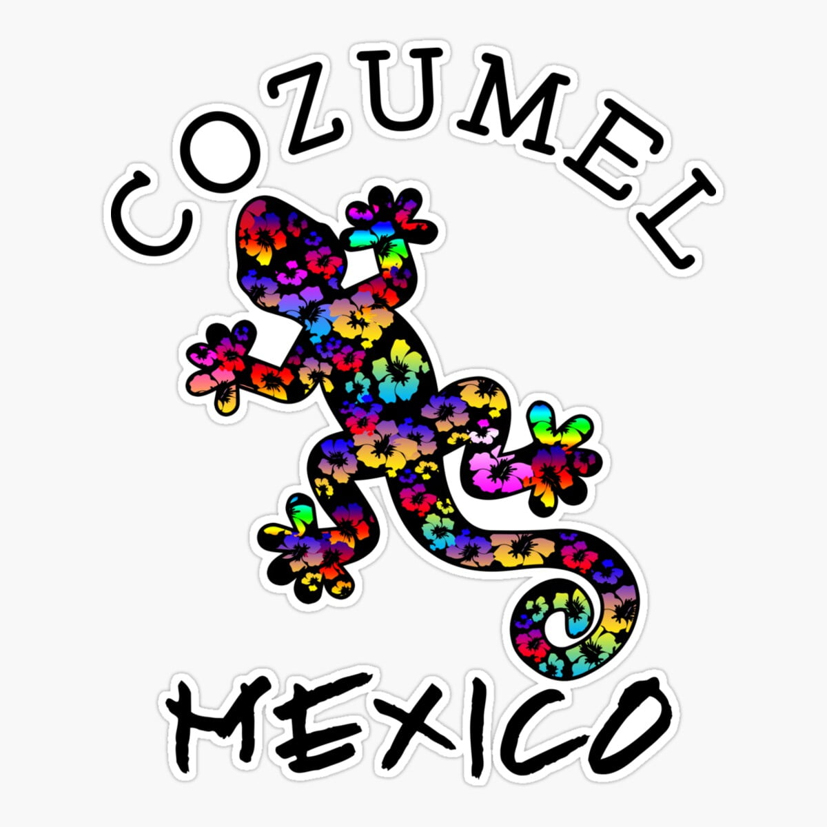 Maneki Cozumel Mexico Lizard Gecko Tropical Hibiscus Lower Colorul ...