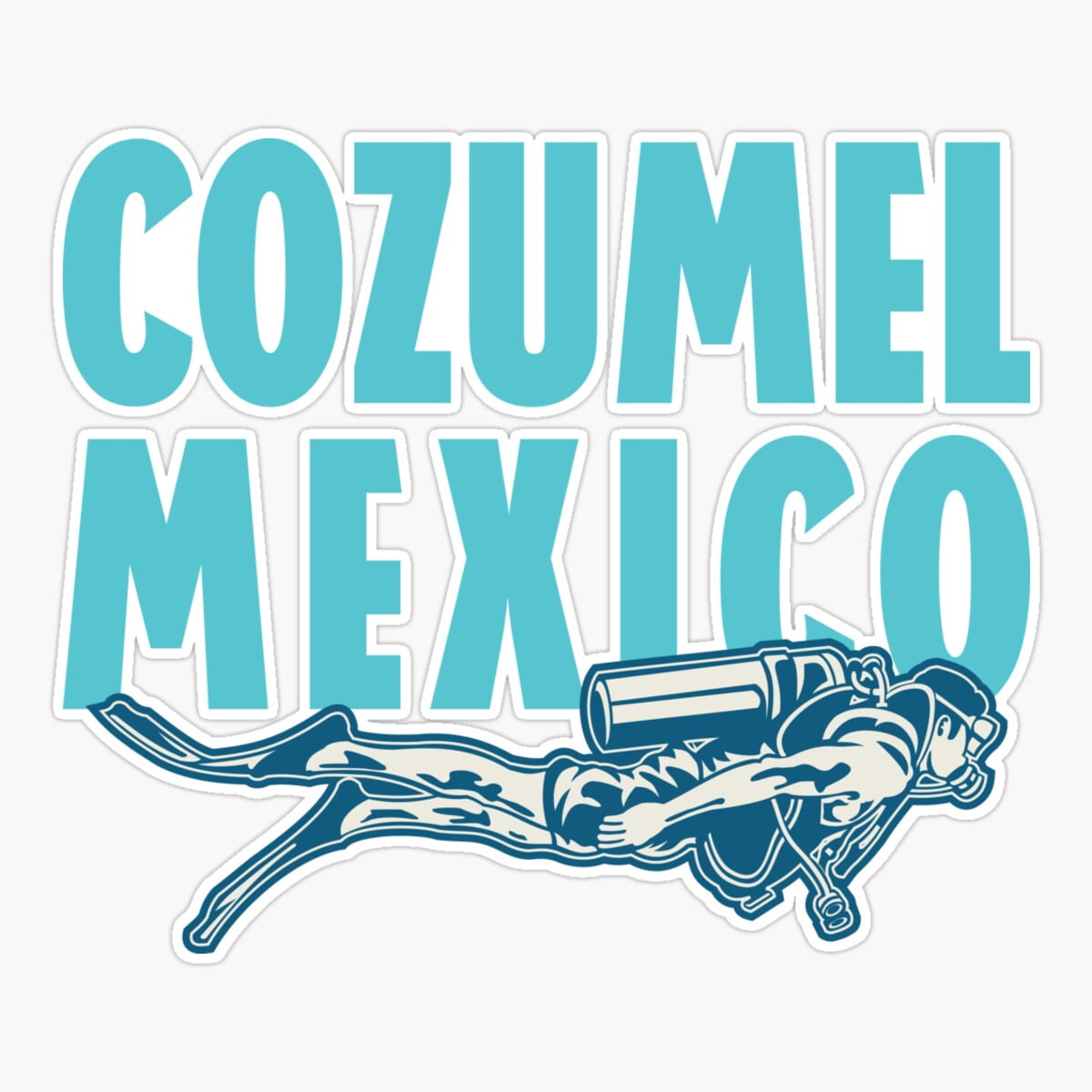 Maneki Cozumel Mexico Scuba Diving Sticker, Phone Decal Water Bottle ...