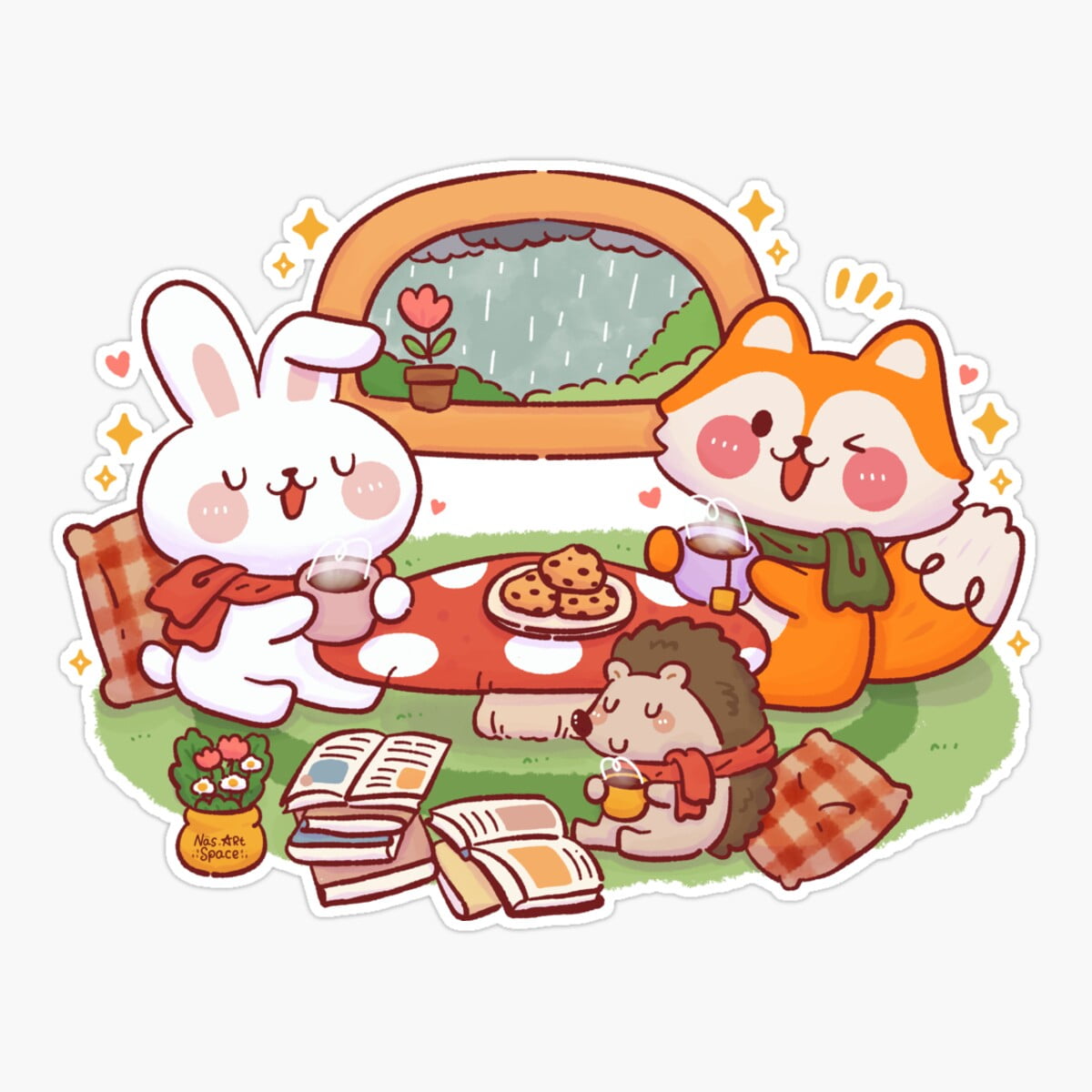 Maneki Cozy Rainy Day Er, Phone Decal Water Bottle Stickers Car Decals ...