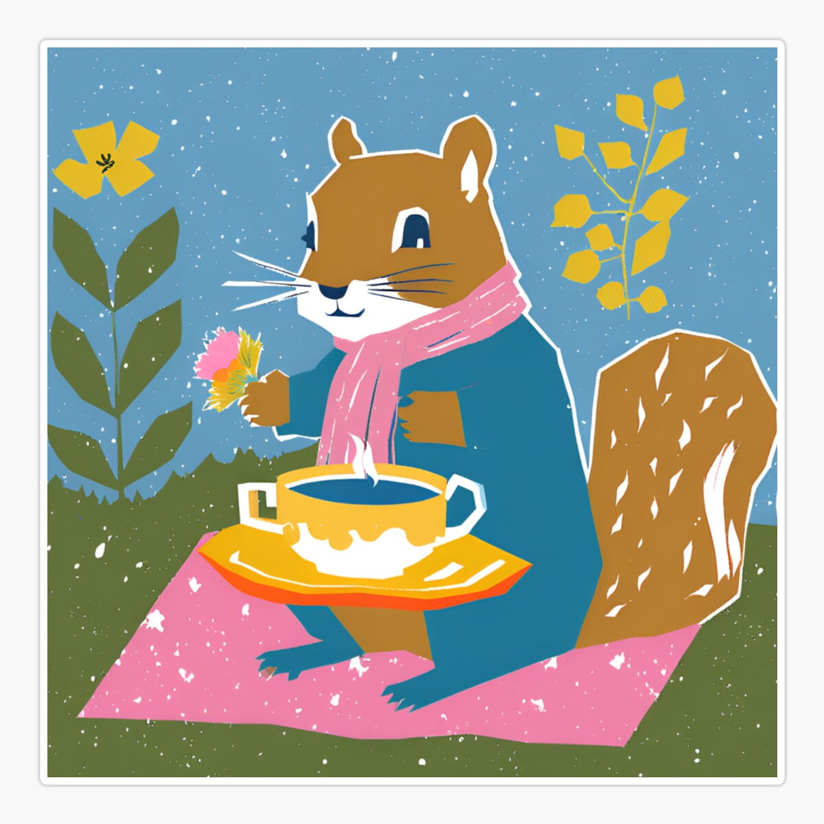 Maneki Cozy Squirrel Tea Time Art Print - Autumn Forest Illustration ...