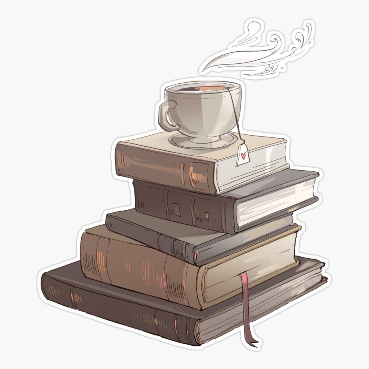 Maneki Cozy Stack Of Vintage Books And Tea Er, Phone Decal Water Bottle ...