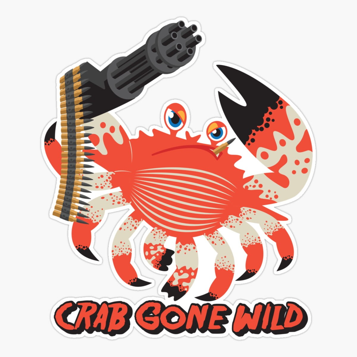 Maneki Crab Gone Wild - Unny Cartoon Crab Sticker, Phone Decal Water ...