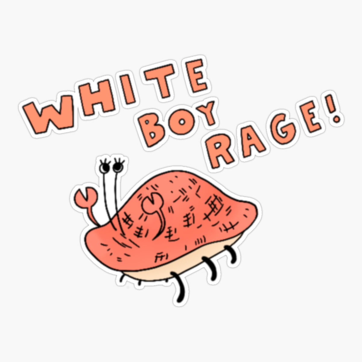 Maneki Crabby White Boy Rage Sticker, Phone Decal Water Bottle Stickers ...