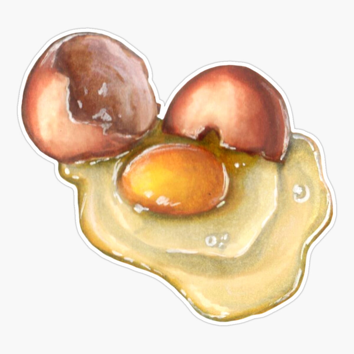 Maneki Cracked Raw Egg - Hand Drawn Ood Illustration Sticker, Phone ...