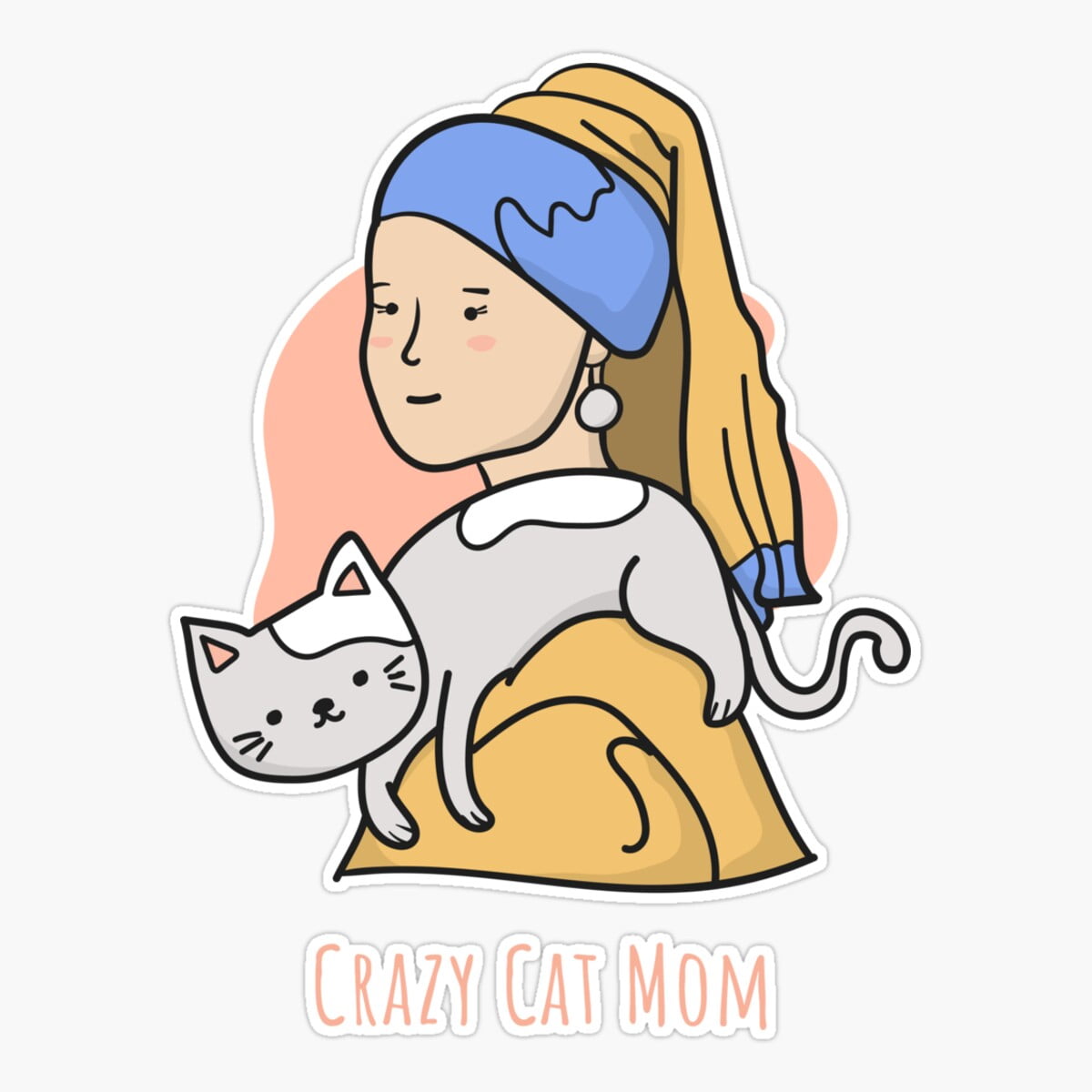 Maneki Crazy Cat Mom Sticker, Phone Decal Water Bottle Stickers Car ...